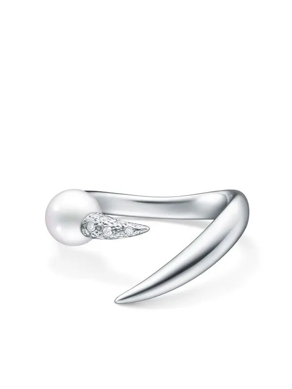 TASAKI 18kt White Gold Danger Horn Ring - Silver
