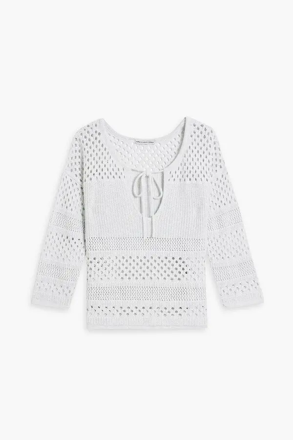 Autumn Cashmere Openknit Cotton Sweater - Light Gray
