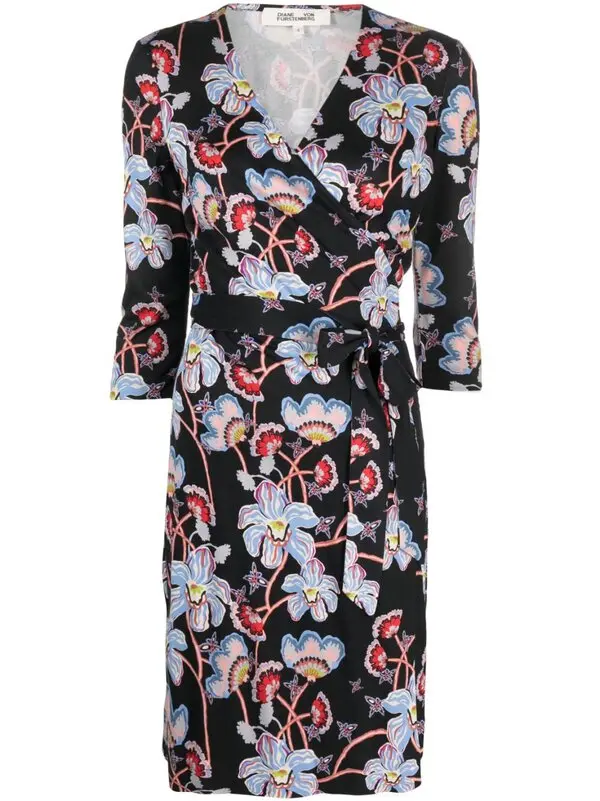 Diane Von Furstenberg Julian Floral-print Wrap Dress - Black