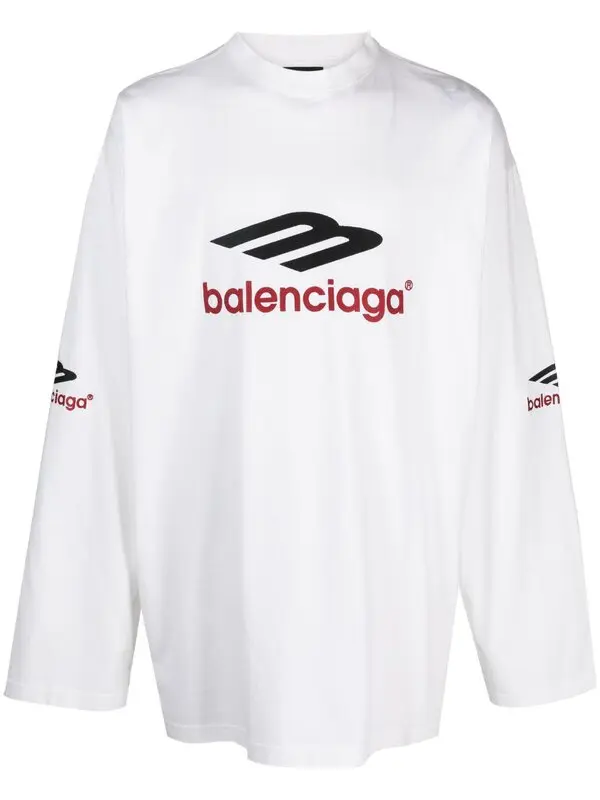 Balenciaga 3b Sports Icon Long-Sleeve T-Shirt - White