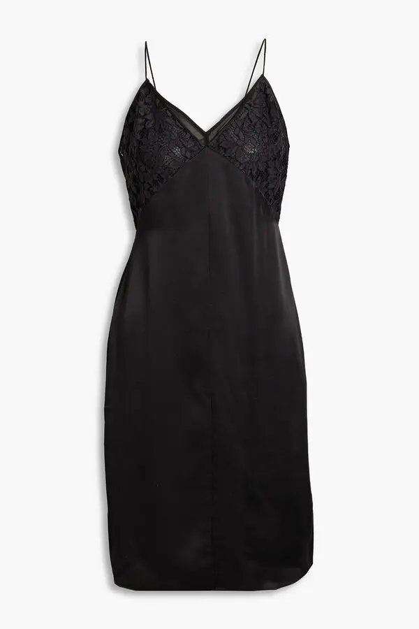 Rag & Bone Corded Lace-paneled Silk-satin Dress