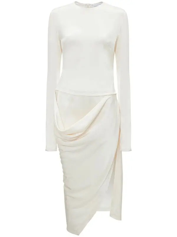 JW Anderson Asymmetric Draped Midi Dress - White