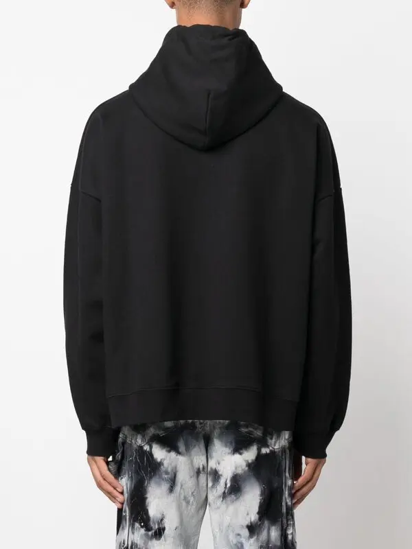 Gcds Lounge Logo Cotton Hoodie - Black