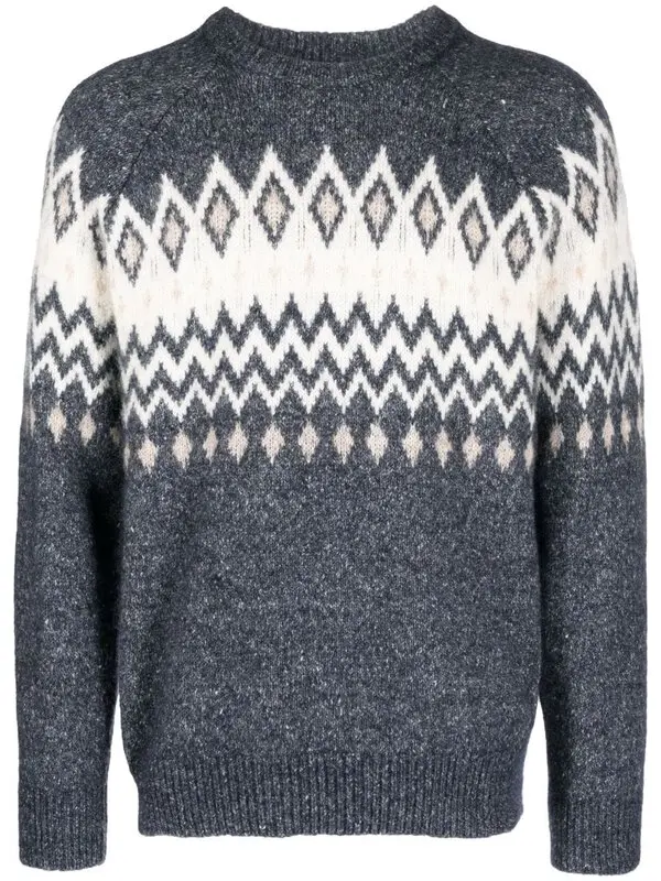 Brunello Cucinelli Argyle Wool-blend Jumper - Blue