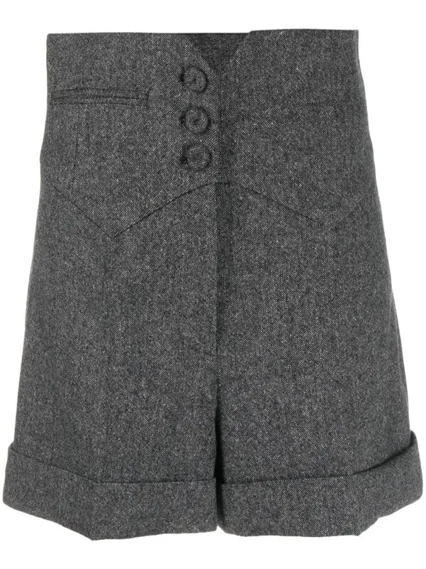 Moschino Slub-texture High-waisted Shorts - Grey