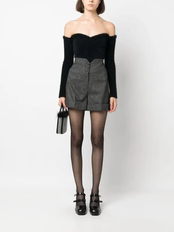 Moschino Slub-texture High-waisted Shorts