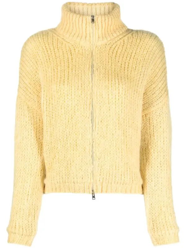 Herno Mohair-blend Cardigan - Yellow