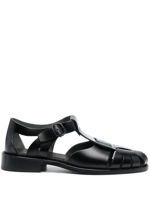 Hereu Pesca Cut-out Leather Sandals - Black