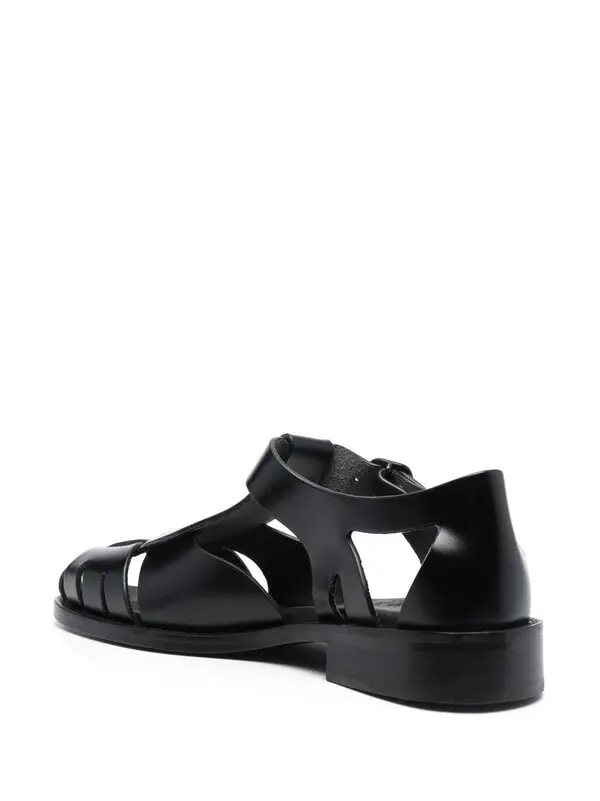 Hereu Pesca Cut-out Leather Sandals - Black