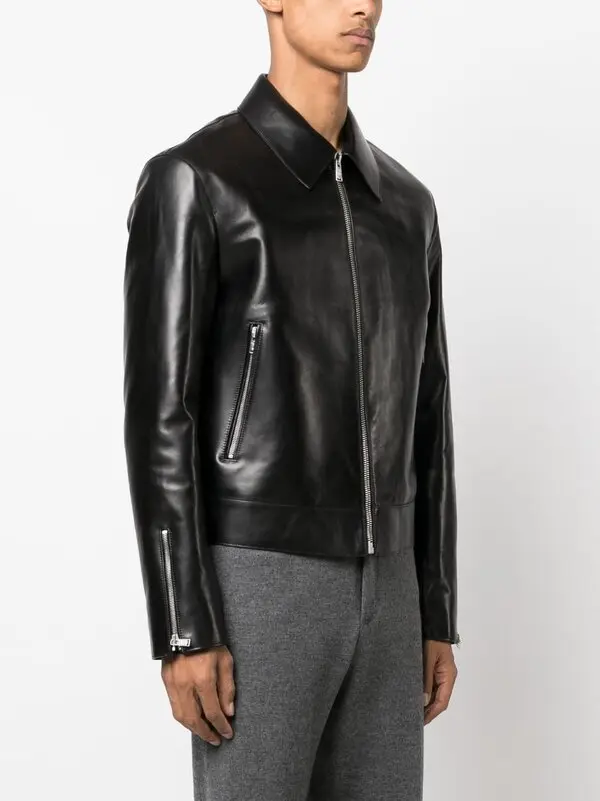 Lanvin Zip-Up Leather Jacket In Black - 60% Off | Editorialist