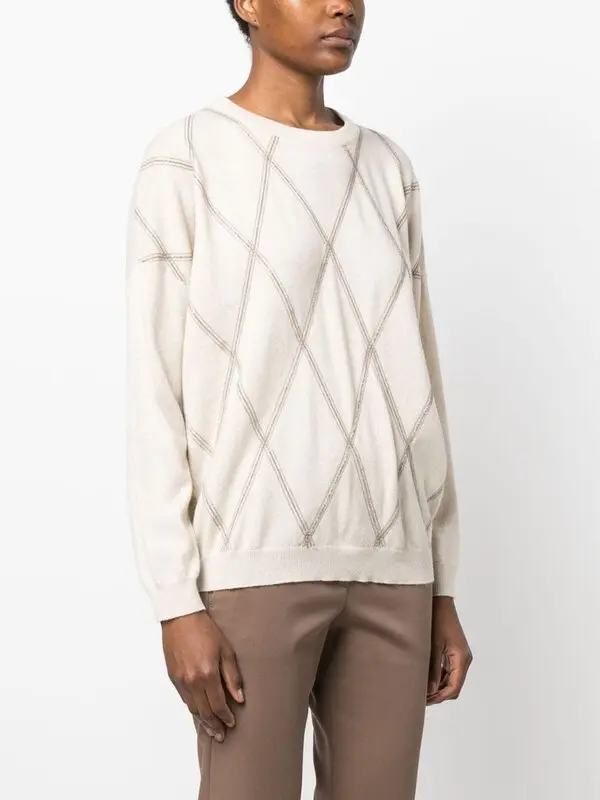 Brunello Cucinelli Bead-embellished V-neck Jumper