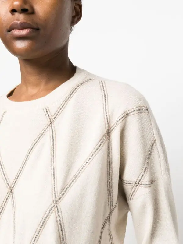 Brunello Cucinelli Bead-embellished V-neck Jumper