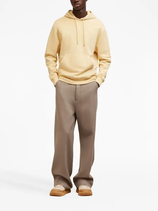 AMI Paris Logo Embroidered Organic Cotton Hoodie - Yellow