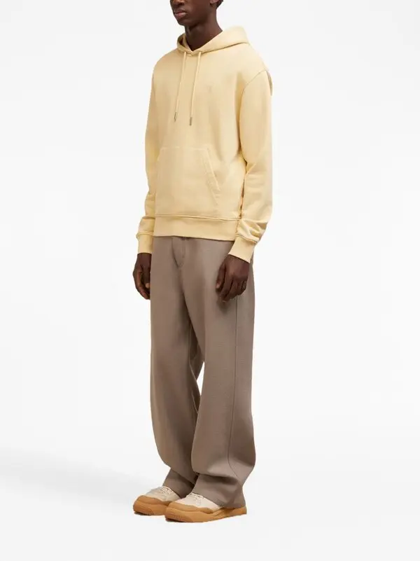AMI Paris Logo Embroidered Organic Cotton Hoodie - Yellow