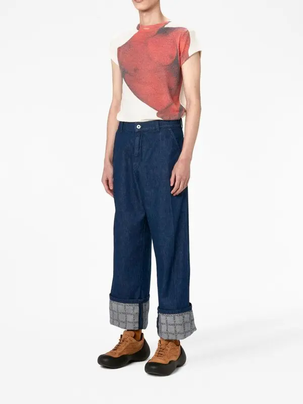 JW Anderson Grid-print Wide-leg Jeans