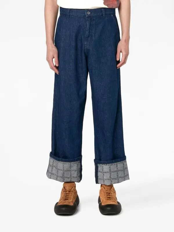 JW Anderson Grid-print Wide-leg Jeans