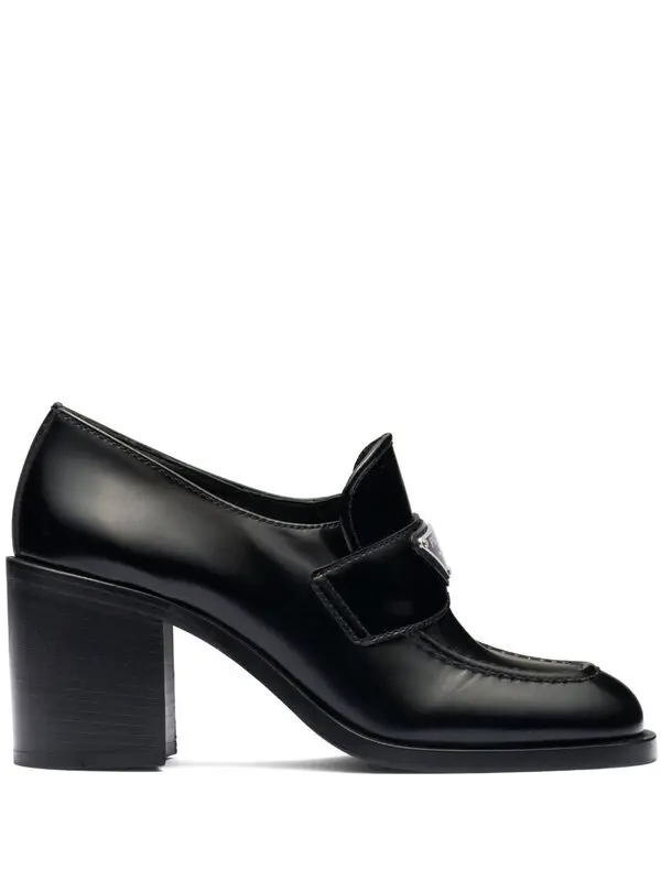Prada Block-heel Leather Loafers
