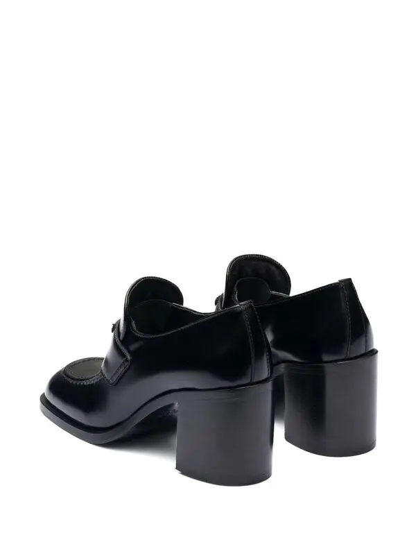 Prada Block-heel Leather Loafers