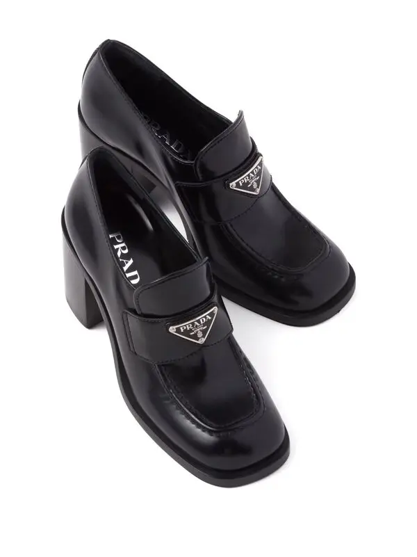 Prada Block-heel Leather Loafers