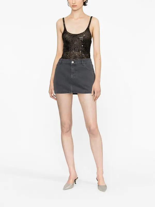 ROTATE BY BIRGER CHRISTENSEN Logo-patch Denim Skirt