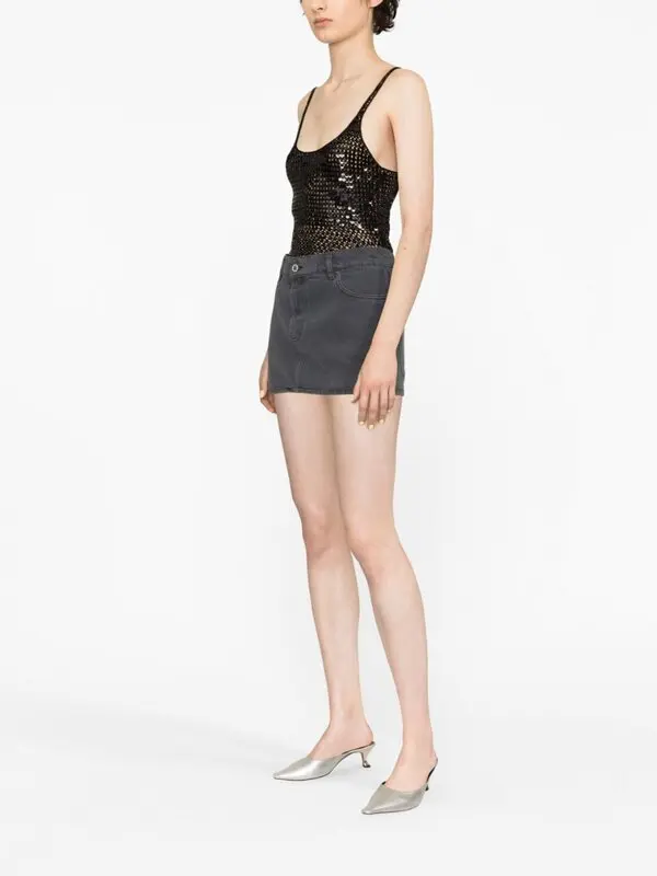 ROTATE BY BIRGER CHRISTENSEN Logo-patch Denim Skirt
