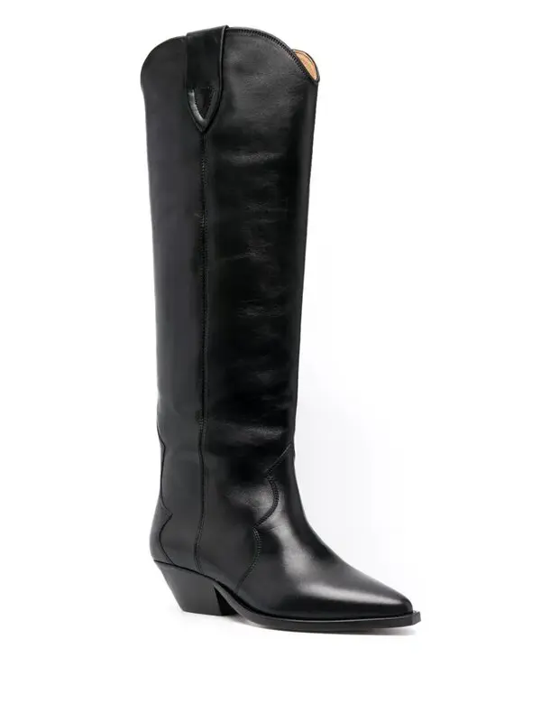 Isabel Marant Étoile Denvee 40mm Leather Cowboy Boots - Black