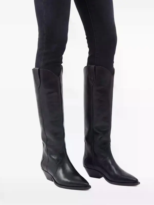 Isabel Marant Étoile Denvee 40mm Leather Cowboy Boots - Black