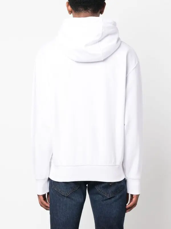 BOSS Logo-print Cotton Hoodie - White