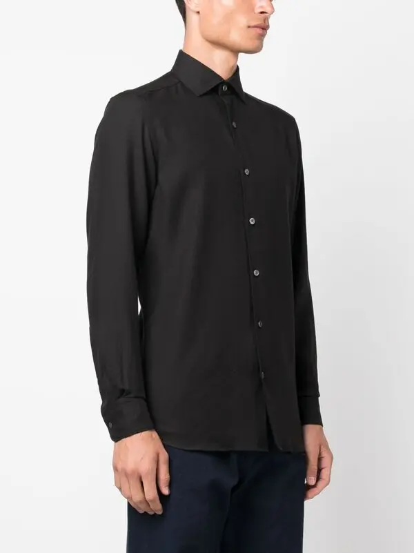 Zegna Spread-collar Cotton-cashmere Shirt