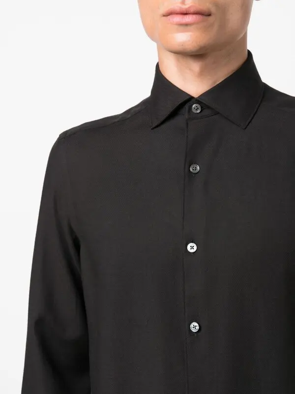 Zegna Spread-collar Cotton-cashmere Shirt
