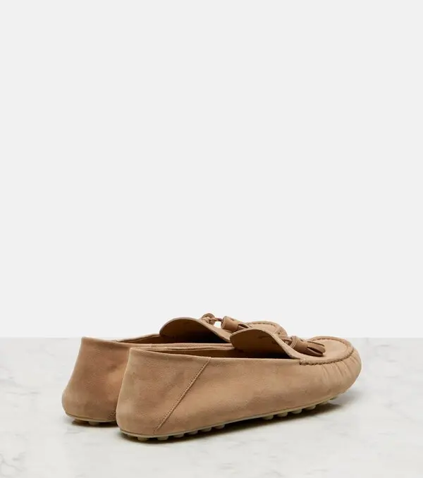 Loro Piana Dot Sole Suede Moccasins - Beige