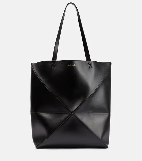 Loewe Puzzle Fold Leather Tote Bag - Black