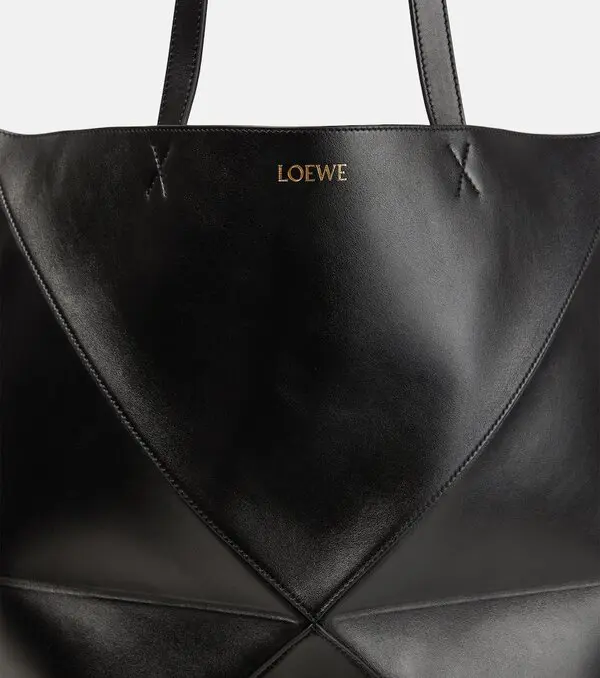 Loewe Puzzle Fold Leather Tote Bag - Black