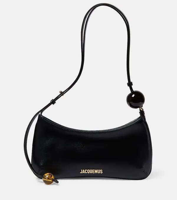 Jacquemus Le Bisou Perle Small Leather Shoulder Bag - Black