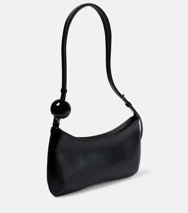 Jacquemus Le Bisou Perle Small Leather Shoulder Bag - Black