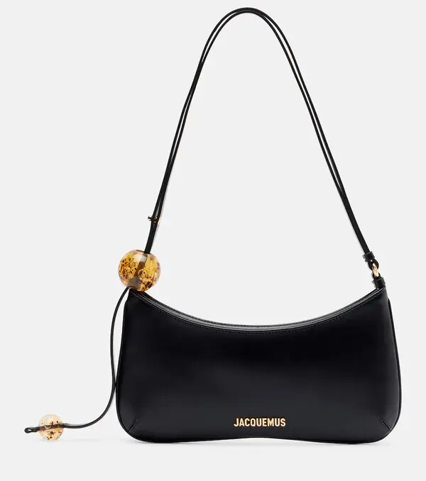 Jacquemus Le Bisou Perle Small Leather Shoulder Bag - Black