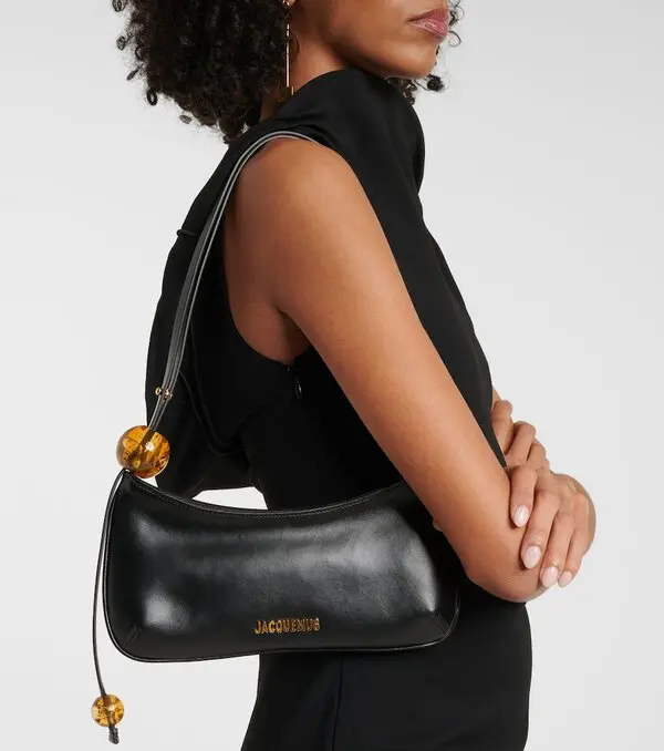 Jacquemus Le Bisou Perle Small Leather Shoulder Bag - Black