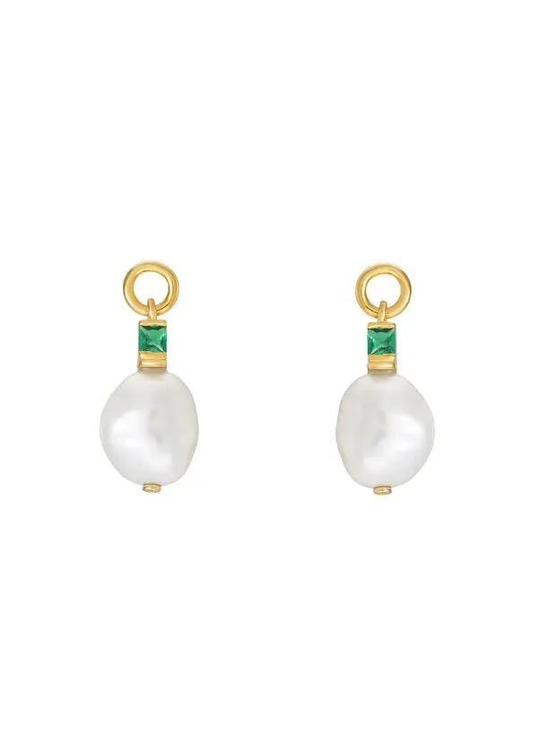 LAURA VANN Fleur Baroque Pearl Drop Earrings - Green
