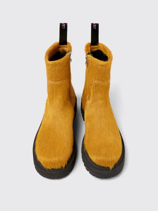 Camper Ankle Boot With Fur Texture And Zip Fastening