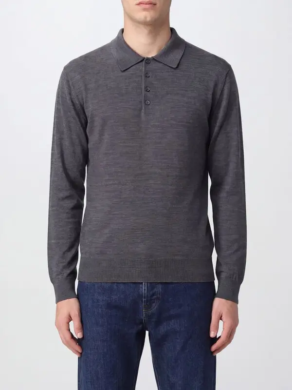 GOLDEN GOOSE Long-sleeved Knitted Wool Polo Shirt With Four-button Placket