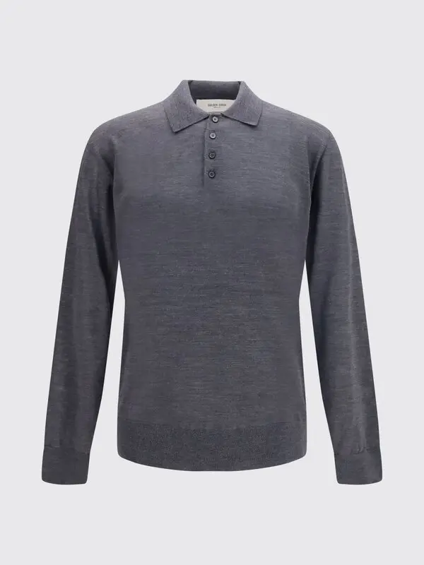 GOLDEN GOOSE Long-sleeved Knitted Wool Polo Shirt With Four-button Placket
