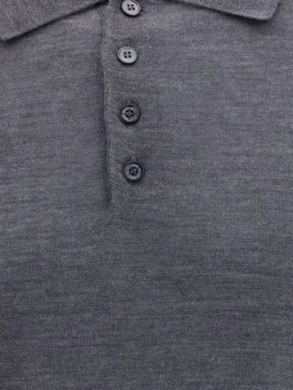 GOLDEN GOOSE Long-sleeved Knitted Wool Polo Shirt With Four-button Placket