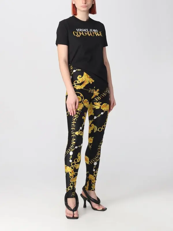Versace Cotton T-shirt With Logo Detail - Black