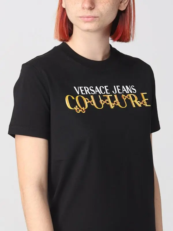 Versace Cotton T-shirt With Logo Detail - Black