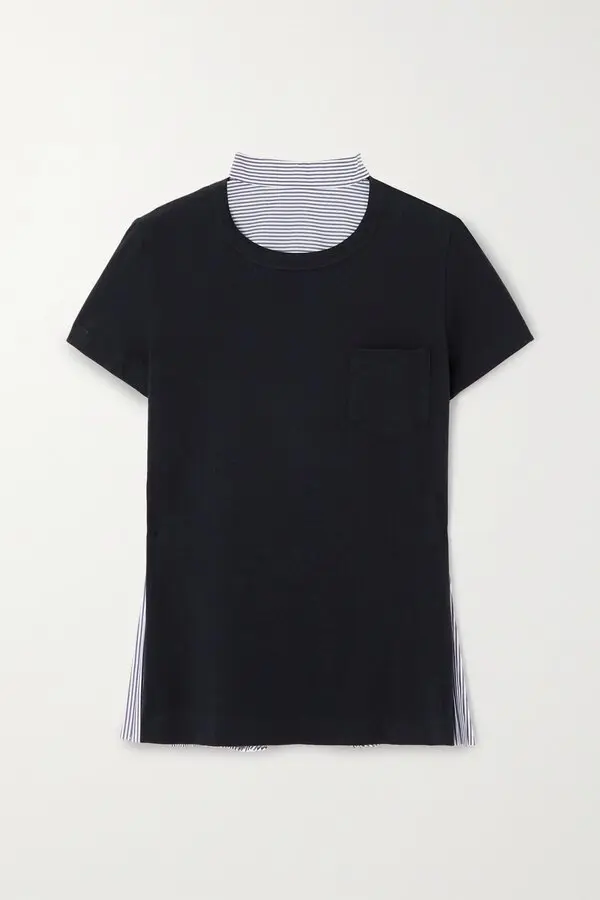 Sacai Pleated Paneled T-shirt - Blue