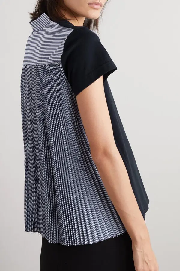 Sacai Pleated Paneled T-shirt - Blue