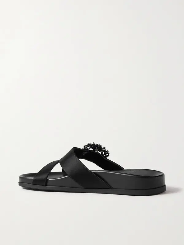 Manolo Blahnik Chilanghi Satin Slides - Black