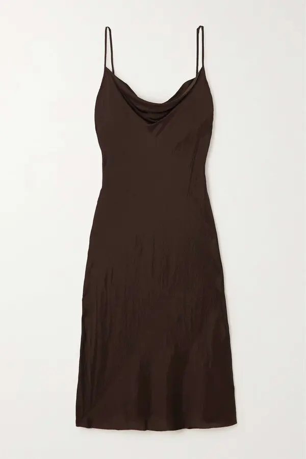 Dries Van Noten Draped Crinkled-shell Dress - Dark Brown