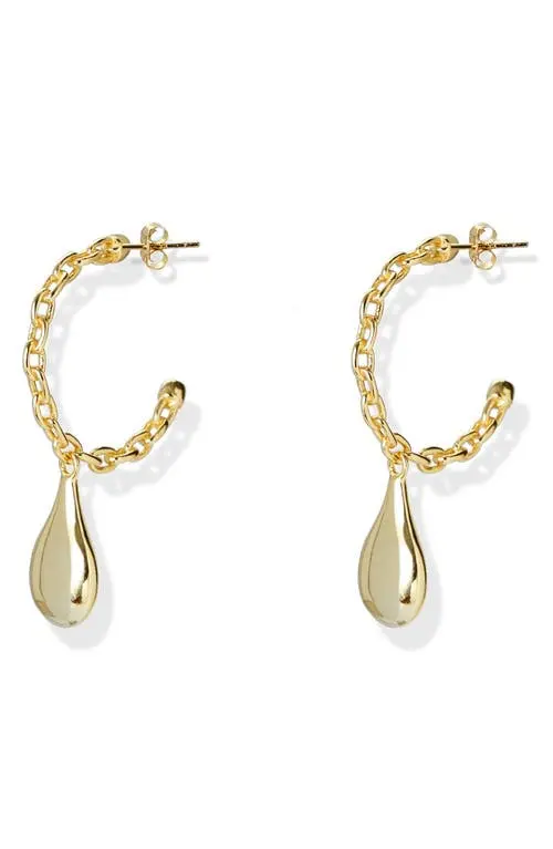 Argento Vivo Chain Link Teardrop Hoop Earrings - Gold