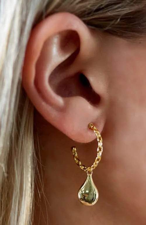 Argento Vivo Chain Link Teardrop Hoop Earrings